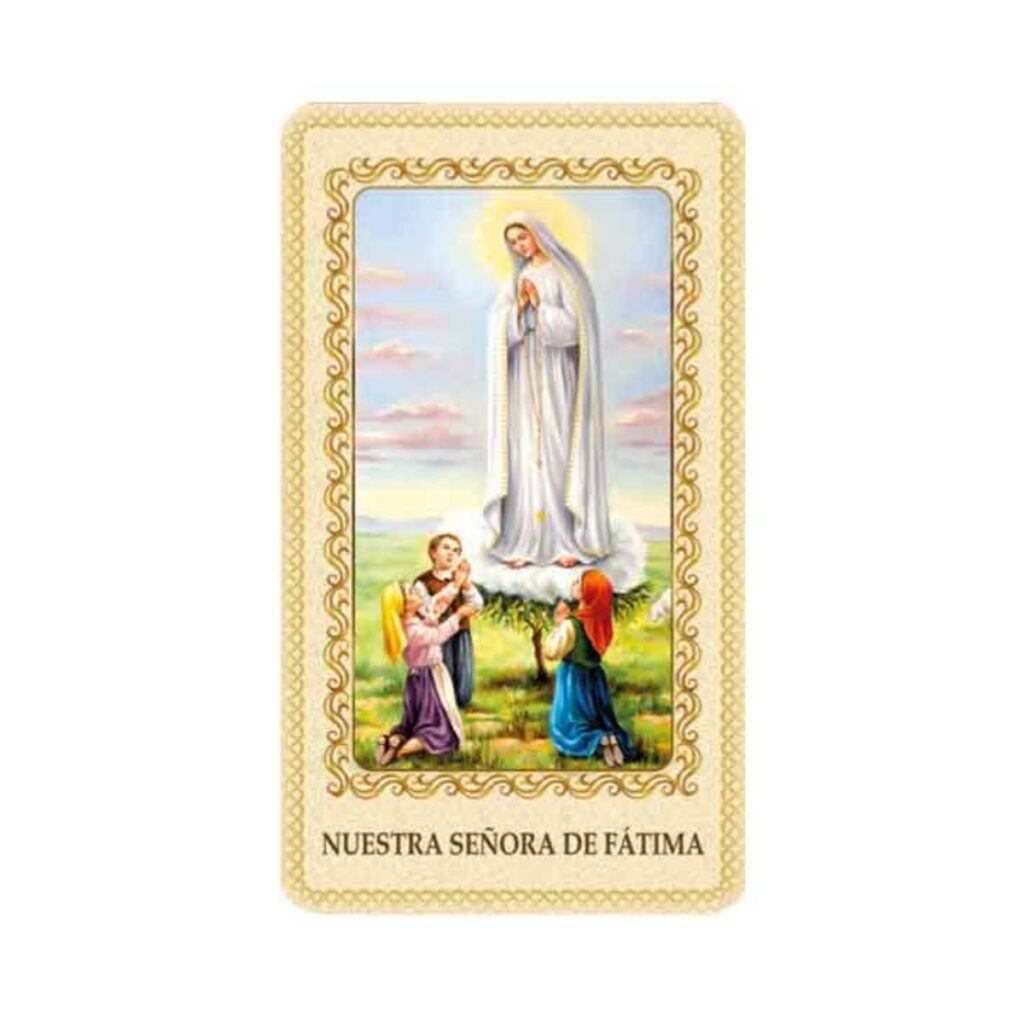 Estampa de Nuestra Señora de Fatima plastificada con oracion ...