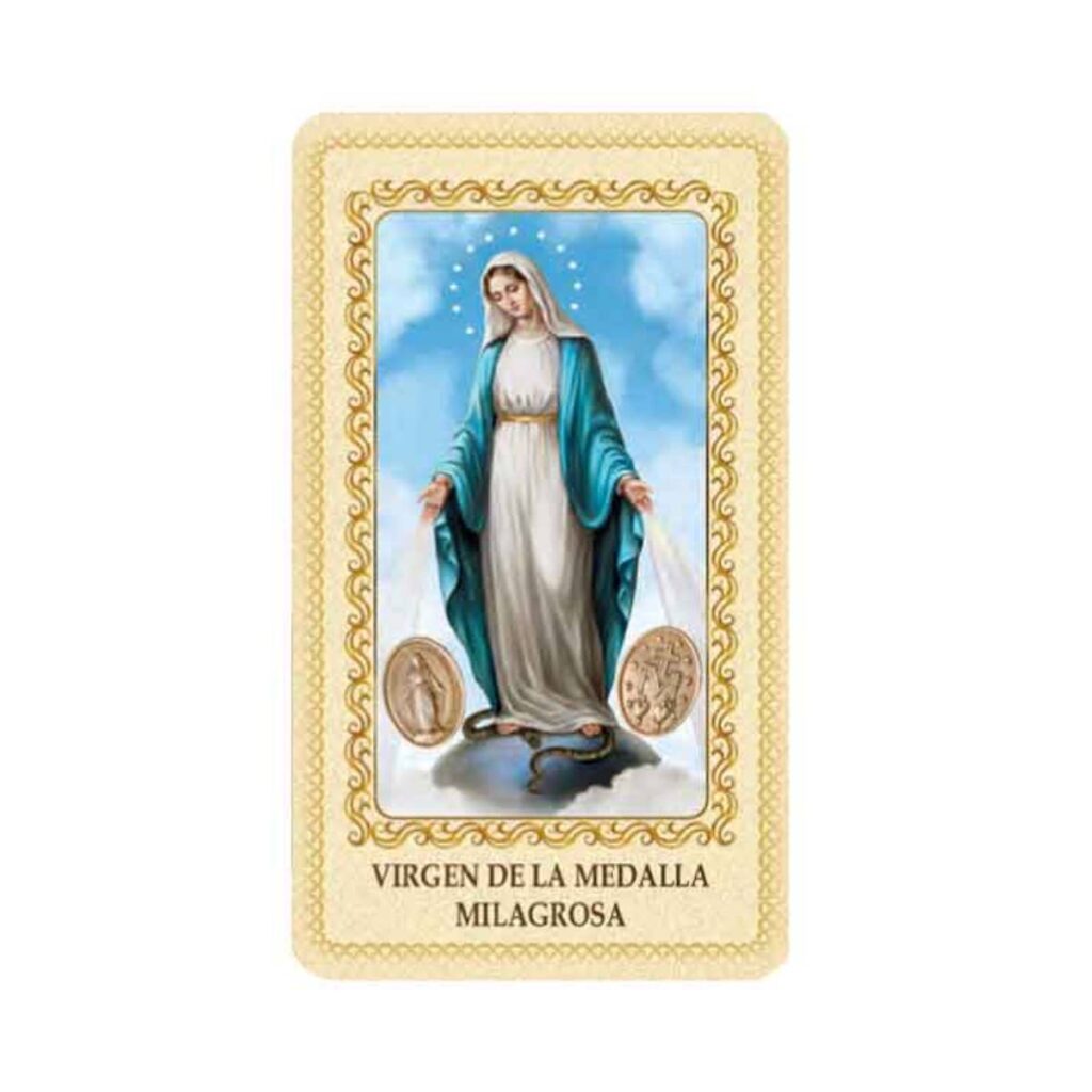 Estampa de la medalla de la Milagrosa plastificada con oracion ...