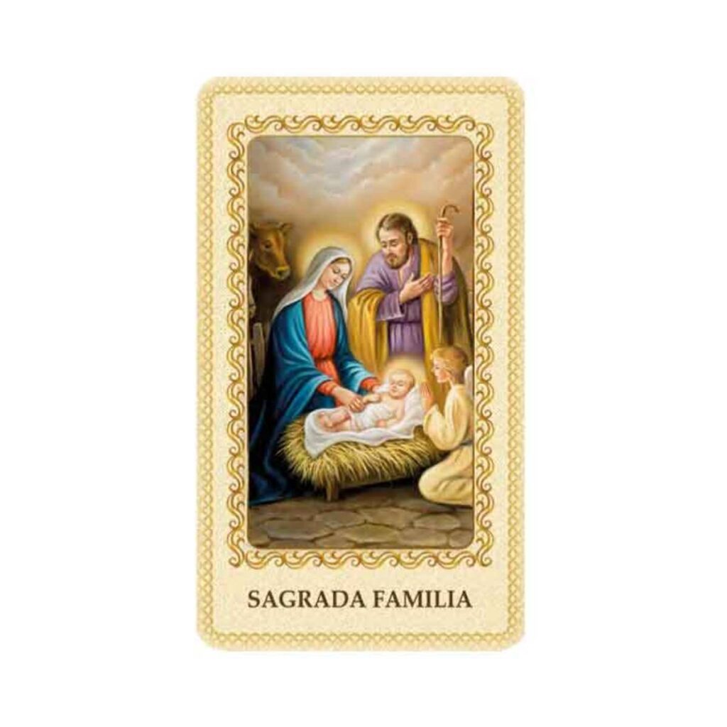 Estampa de la Sagrada Familia plastificada con oracion – Estampería San ...