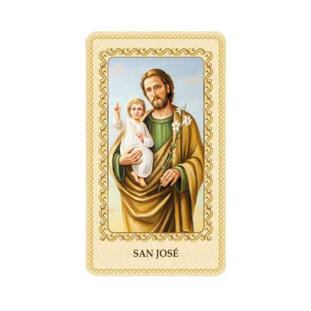 Estampa de San Jose plastificada con oración – Estampería San José