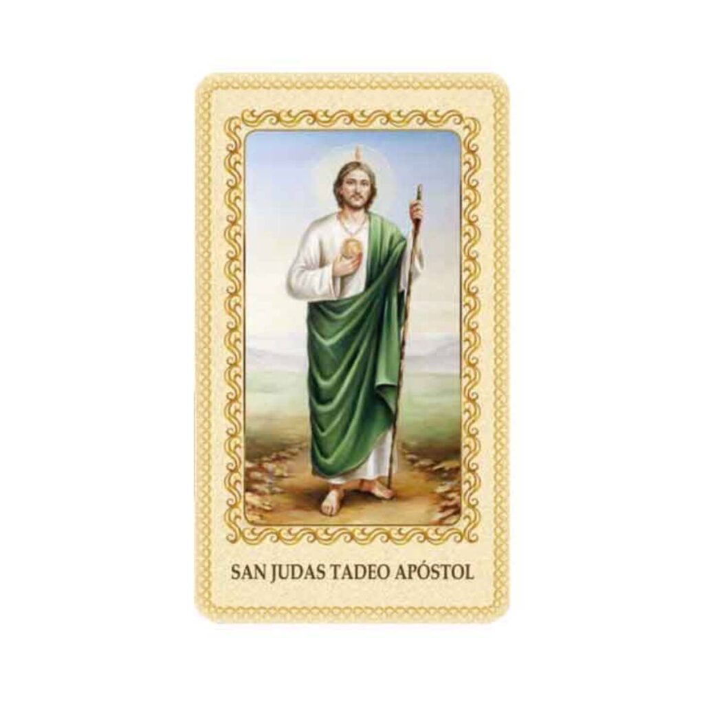 Estampa de San Judas Tadeo plastificada con oración – Estampería San José