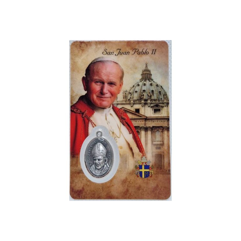 Estampa del Papa San Juan Pablo II con medalla y oracion – Estampería ...