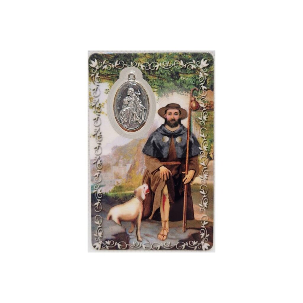 Estampa de San Roque con medalla y oracion – Estampería San José